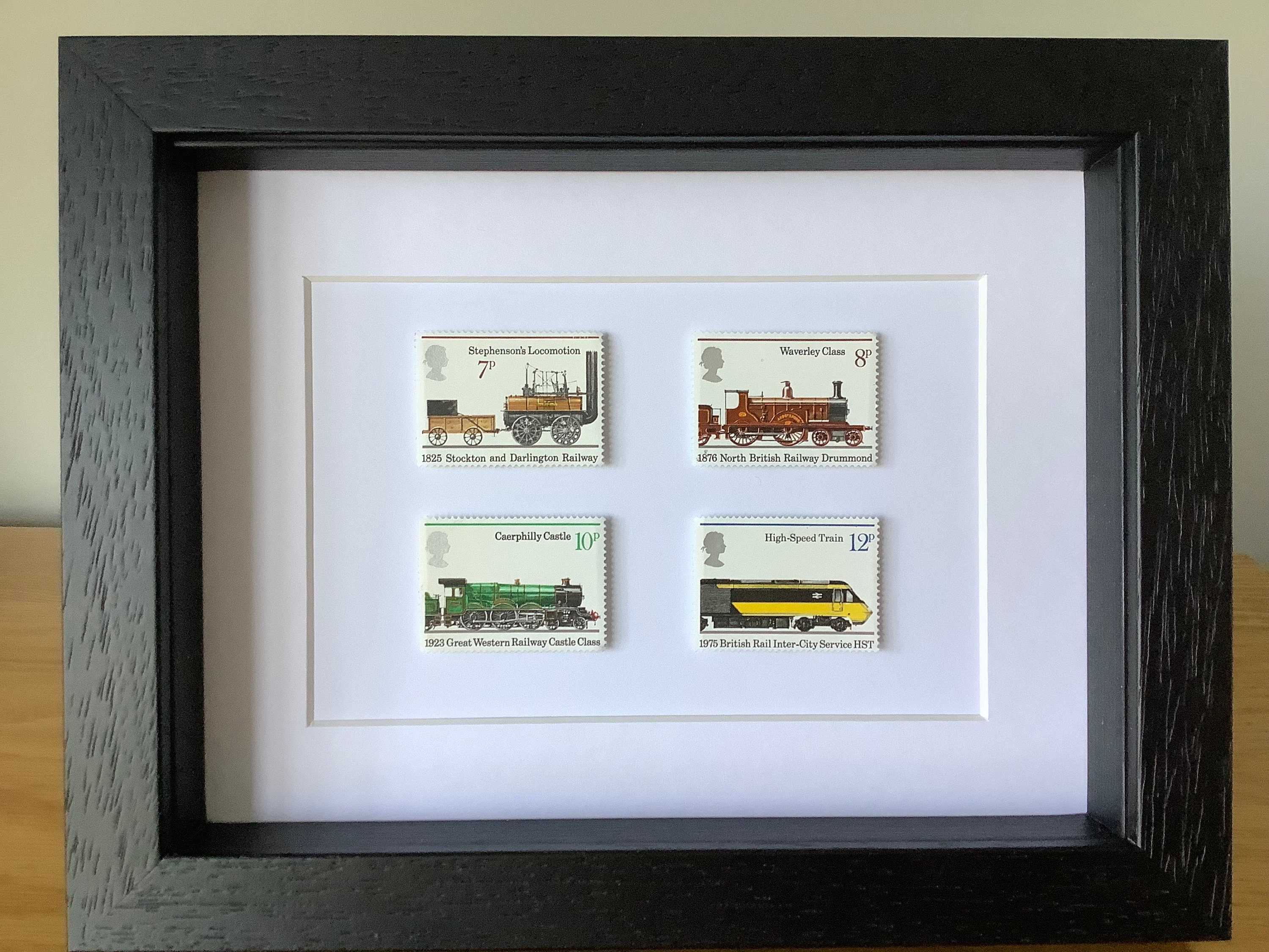 Railway Engine Royal Mail Stamps, Steam Train Gift, Framed Train Stamps ...