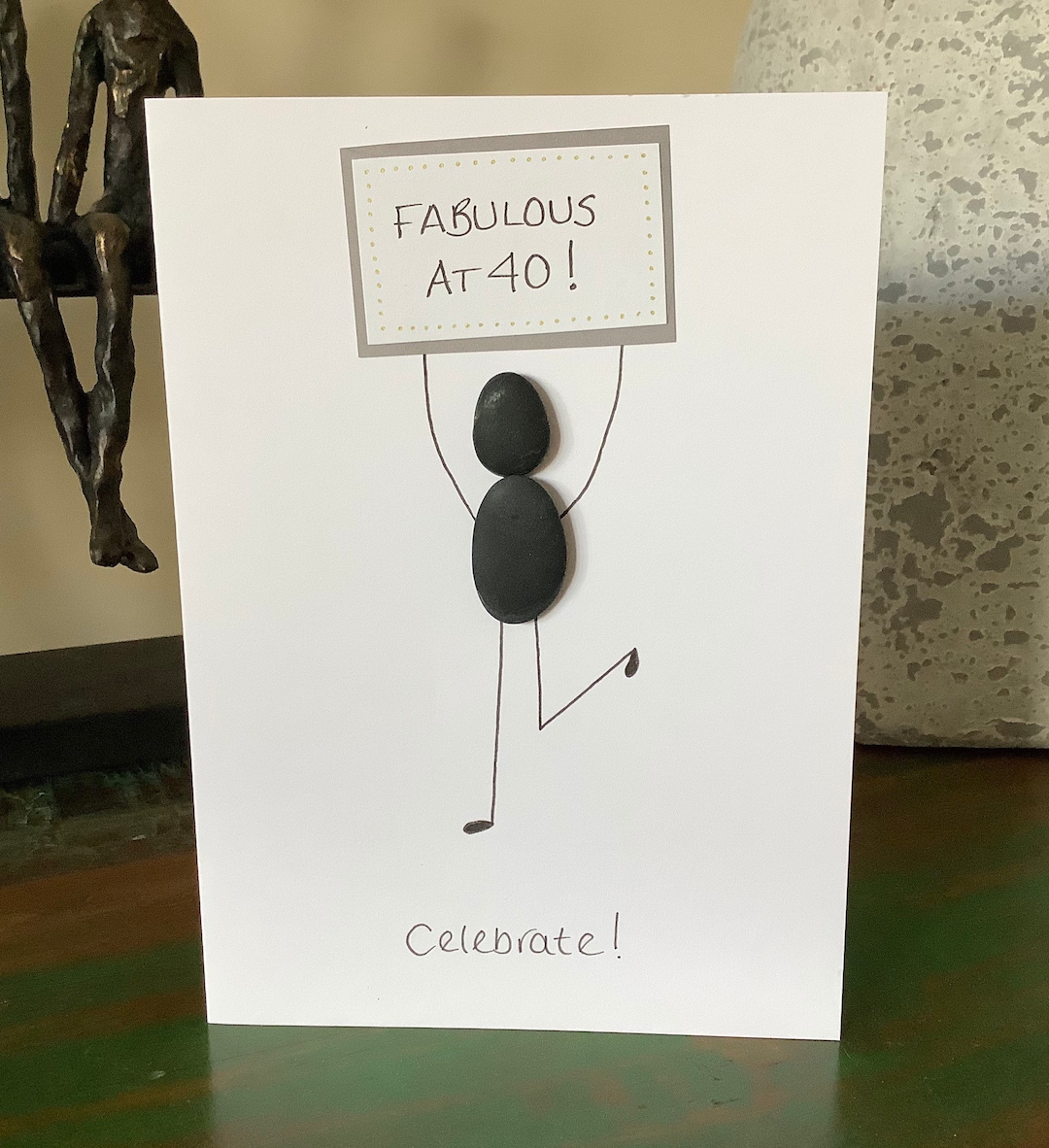 Handmade Pebble Art 40th Birthday Card, Special Birthday Card ...