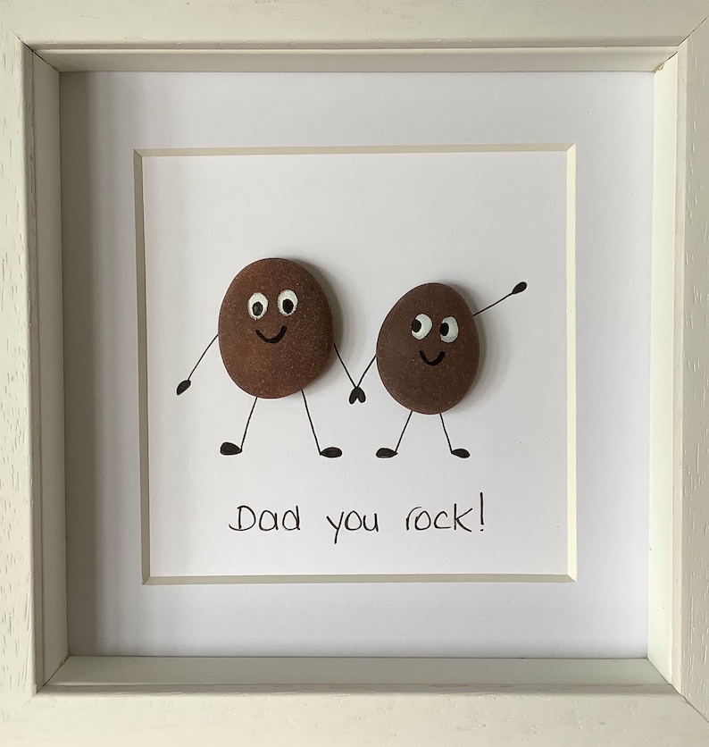 Dad You Rock Framed Pebble Picture Dad Birthday Gift - Etsy UK