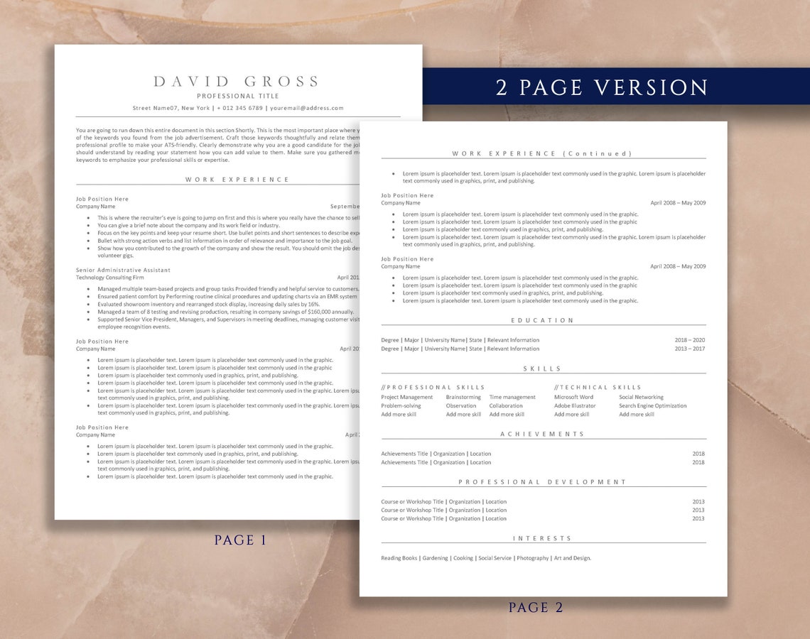 ATS Resume Template, CV Template, Applicant Tracking System Compatible ...