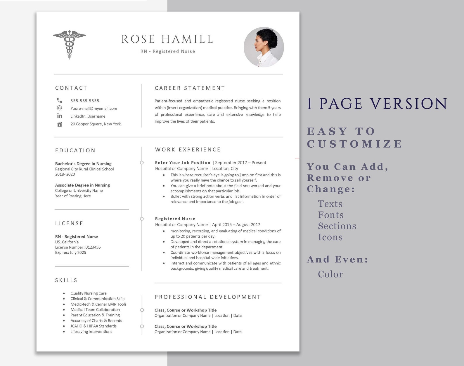 New Grad Nurse resume template cna resume Family Nurse | Etsy