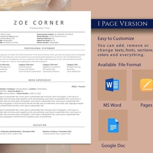 Federal Resume Templates, ATS Resume Template Google Docs, Word, Pages ...