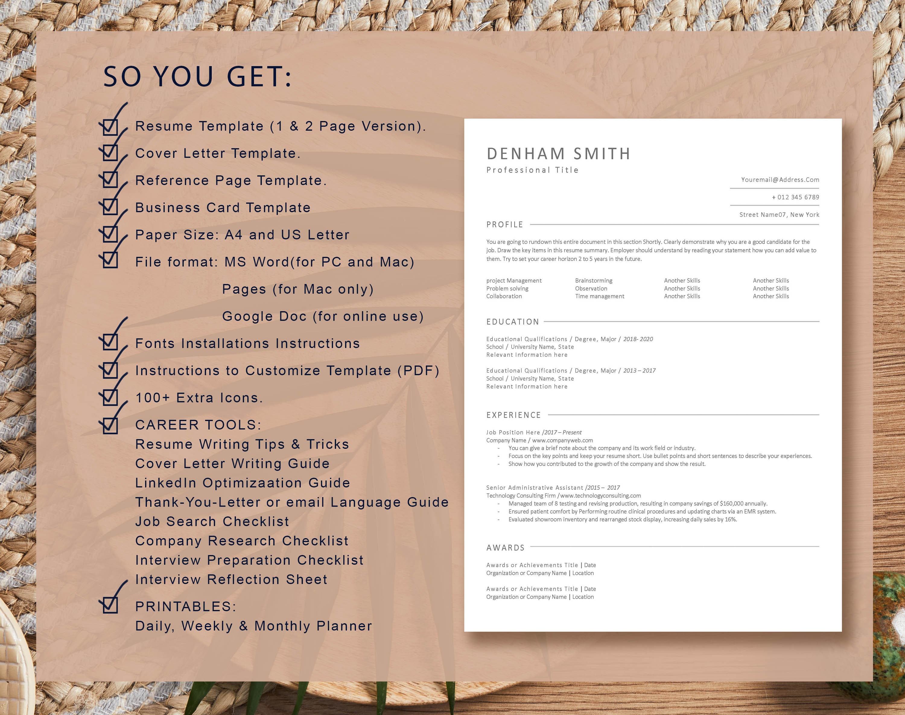 ATS Resume Template Google Docs, Word, Pages, Resume Template, ATS ...