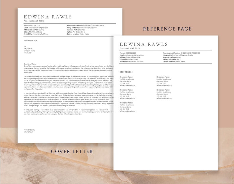 Federal Resume CV Template ATS, Usa Jobs Professional Resume, Resume ...
