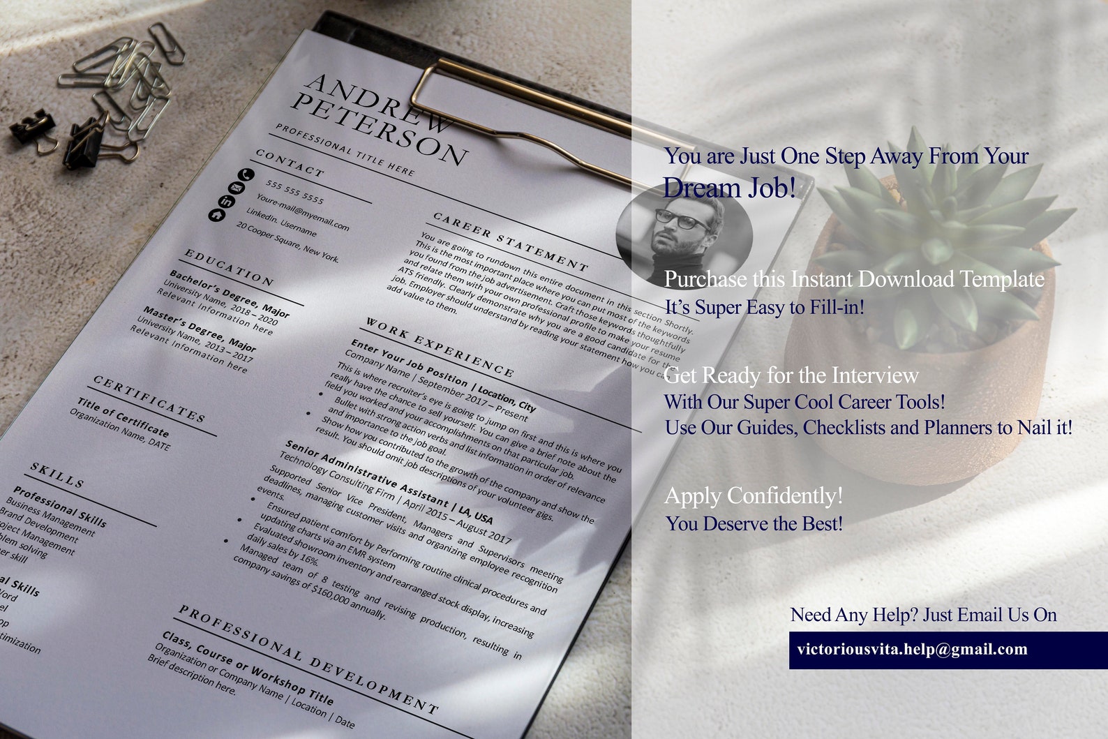 Minimalist Clean Professional Resume Template for Marketing Executive ...