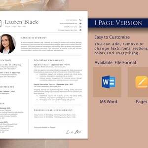 Teacher Resume Template Word, Pages CV Template Teacher, Education ...