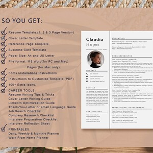 Resume Template With Photo, Minimalist CV Template, Picture Resume Word ...