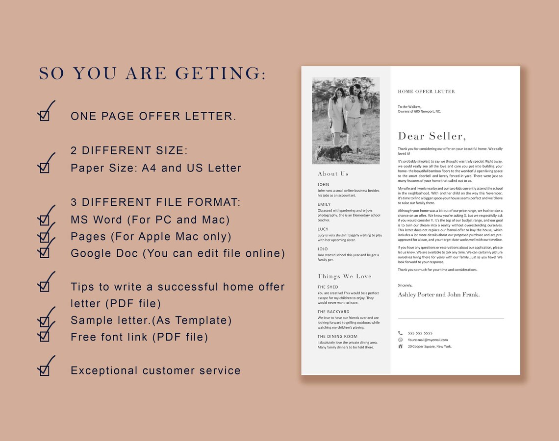 Home Offer Letter, Real Estate Love Letter to Seller, Editable House ...