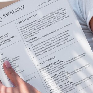 One Page Resume Template, Simple Clean Professional Resume Word Pages ...