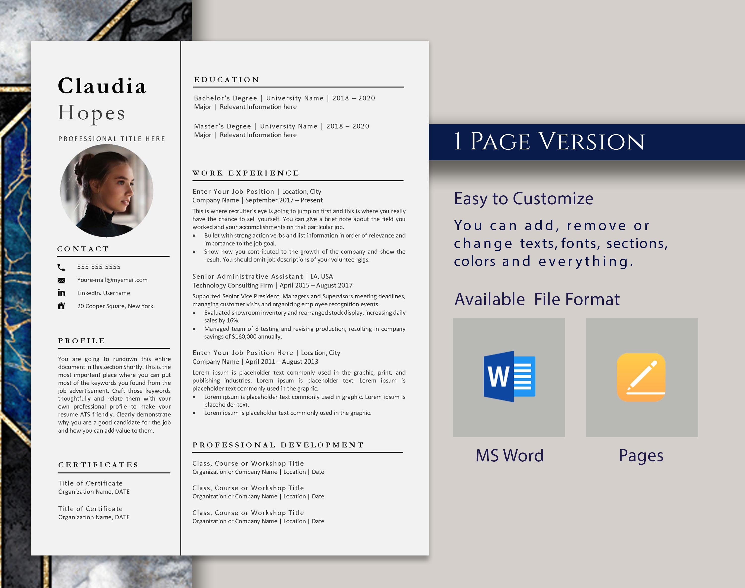 Resume Template With Photo Minimalist CV Template Picture - Etsy