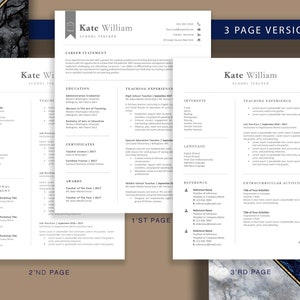 Teacher Resume Template, Primary CV Template, Middle School, High ...