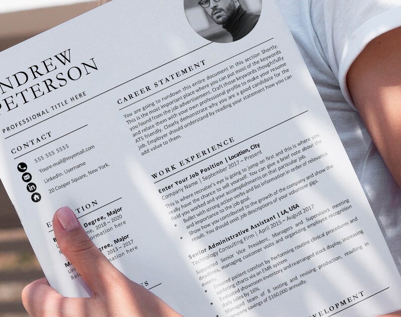 Minimalist Clean Professional Resume Template for Marketing Executive ...