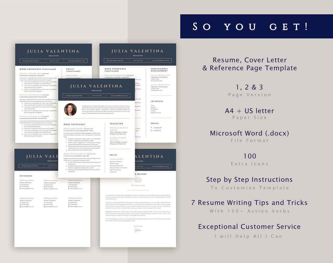 Teacher resume template Elementary Education resume word CV | Etsy