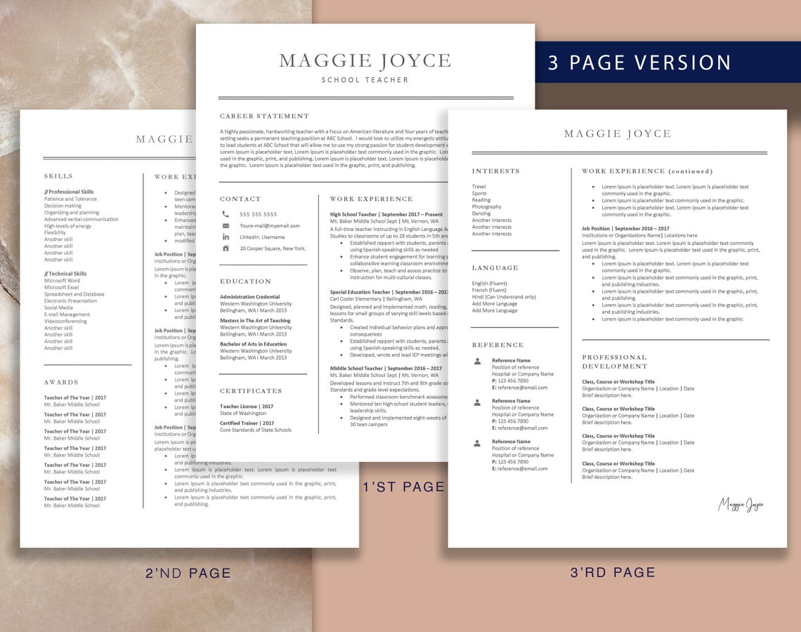 Teacher Resume Template, Primary Teacher CV, Education Resume ...