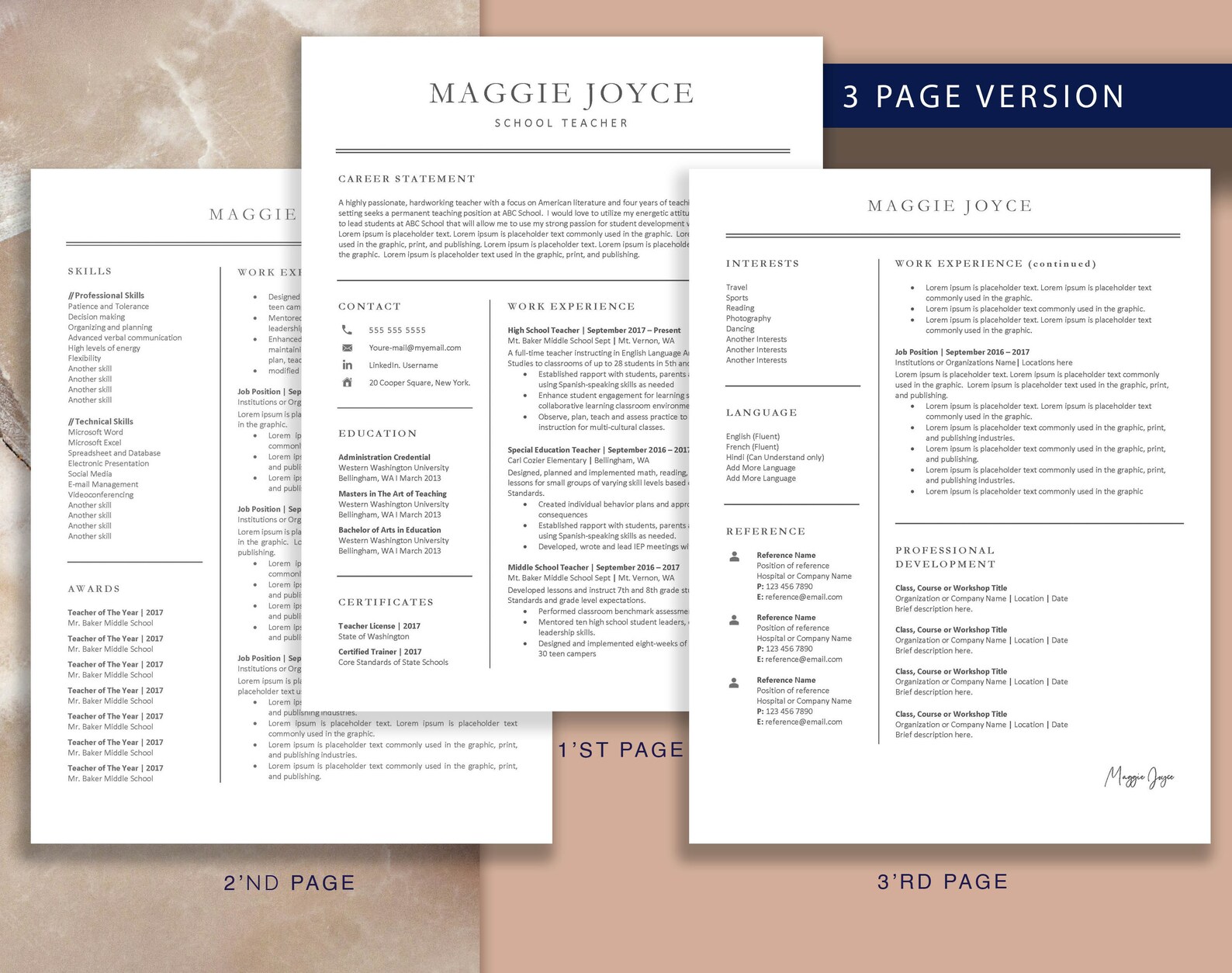 Teacher Resume Template, Primary Teacher CV, Education Resume ...
