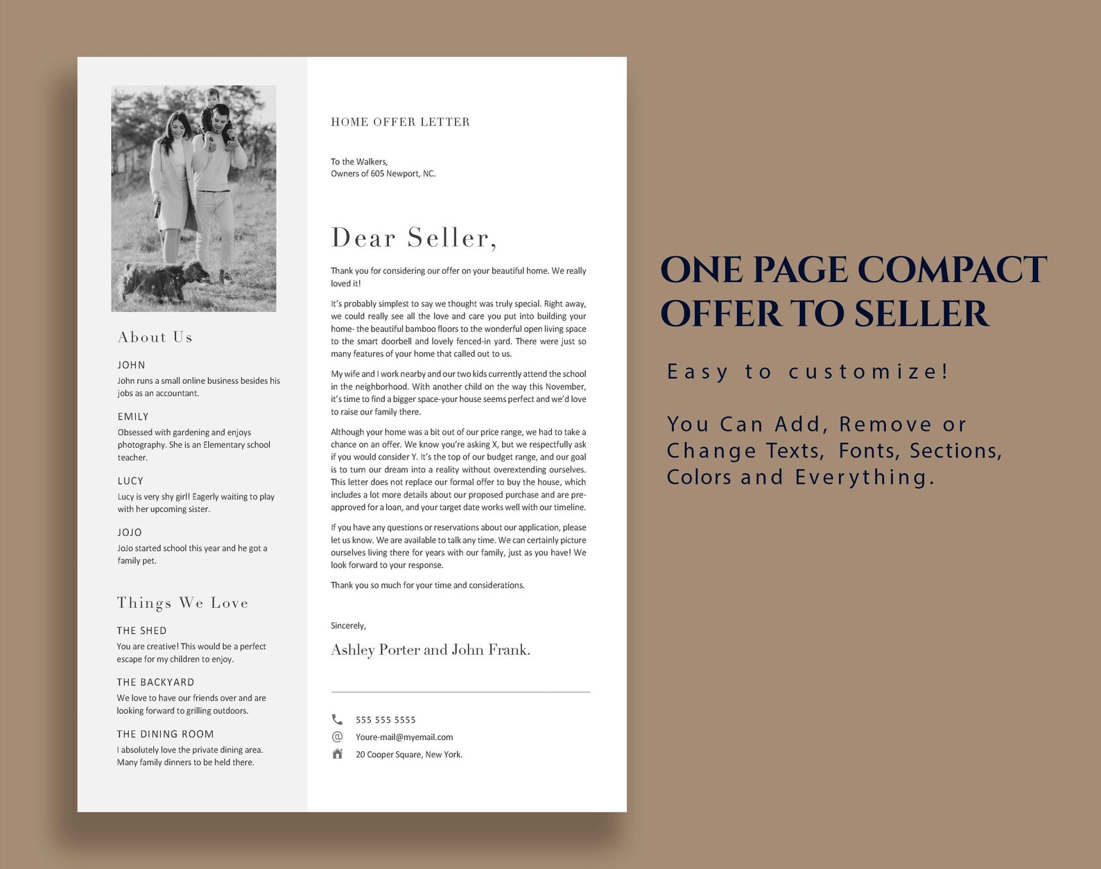 Home Offer Letter, Real Estate Love Letter to Seller, Editable House ...