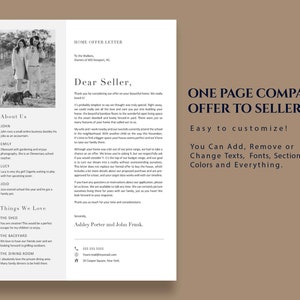 Home Offer Letter, Real Estate Love Letter to Seller, Editable House ...