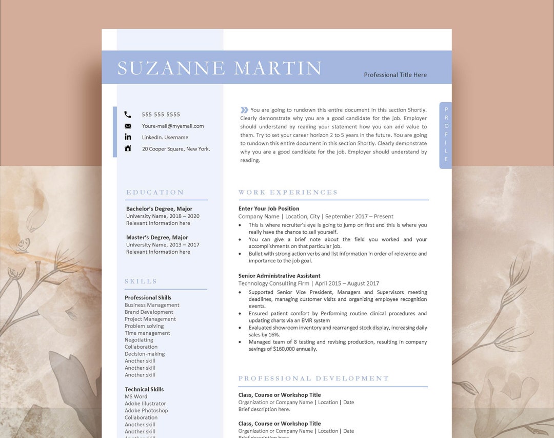 Resume Template Professional, Resume Word Pages, Project Manager ...