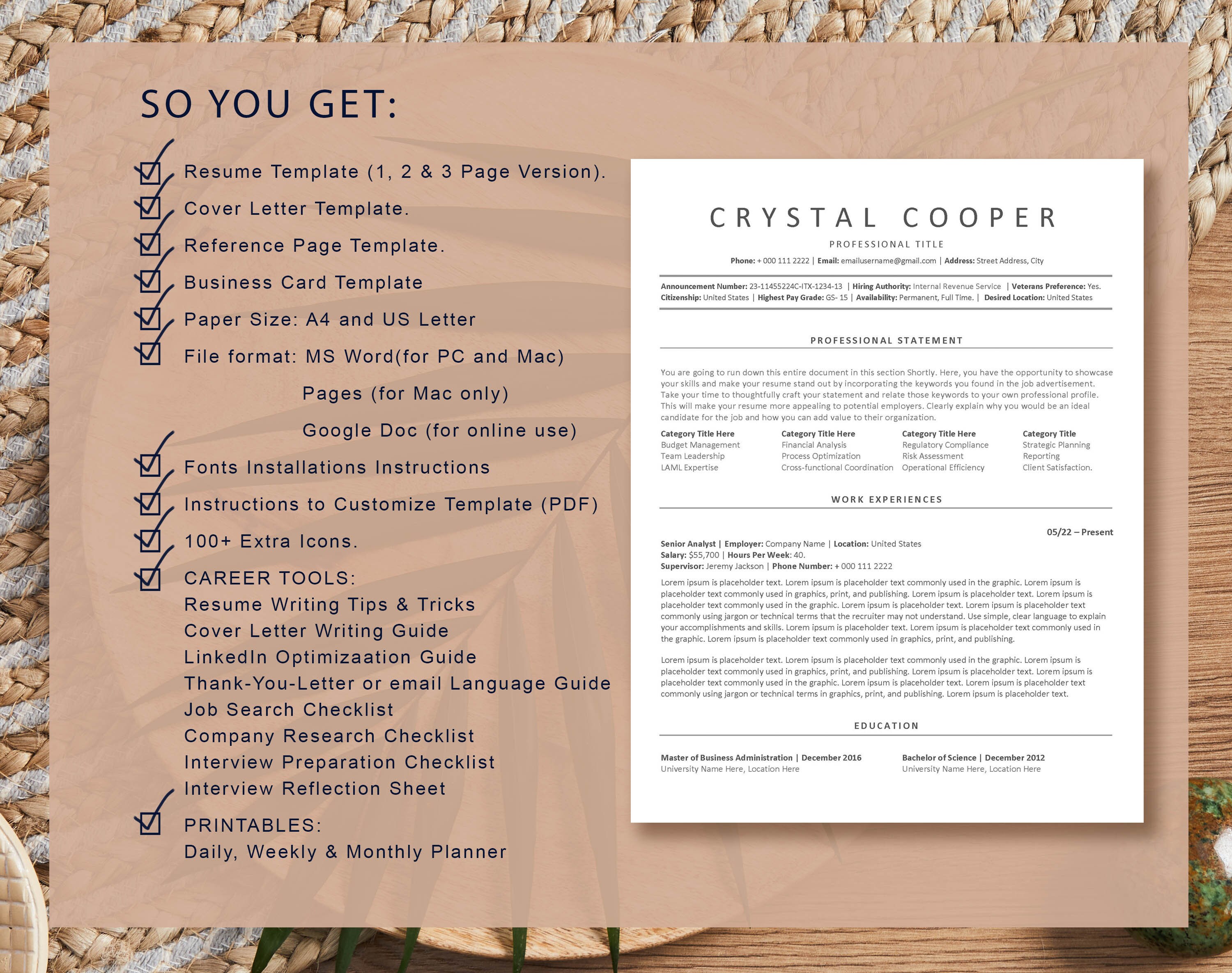 Resume Template ATS, Federal Resume USA Jobs, ATS Friendly Resume ...