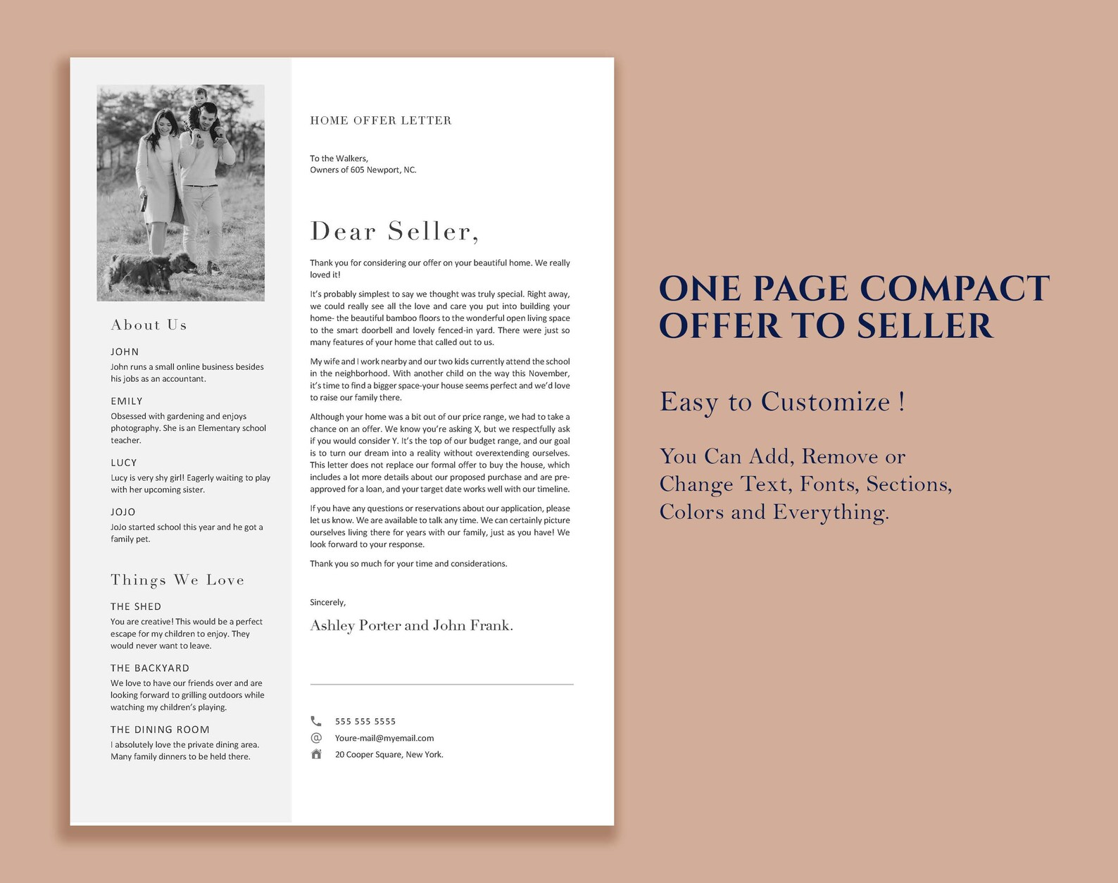 Home Offer Letter, Real Estate Love Letter to Seller, Editable House ...