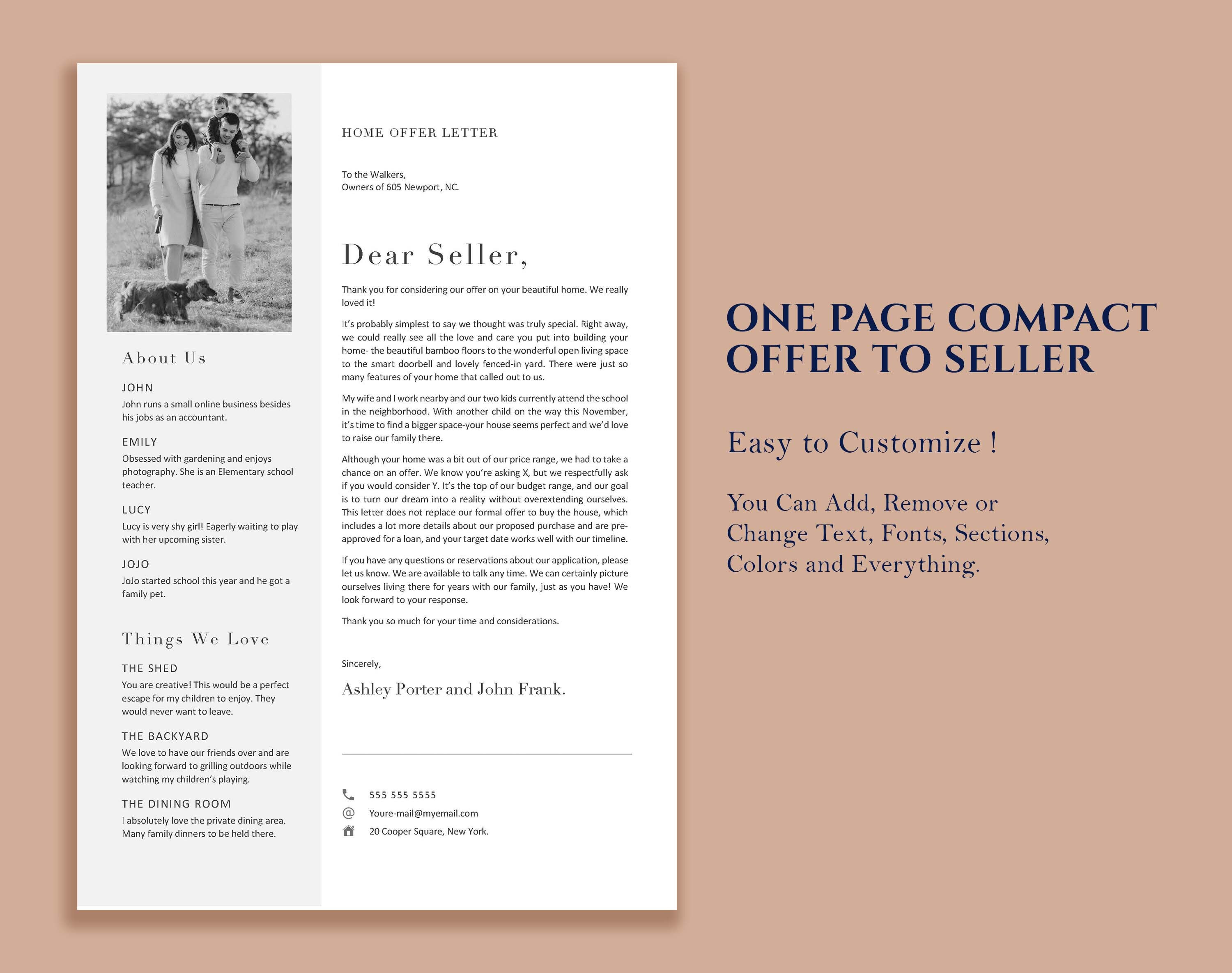 Home Offer Letter, Real Estate Love Letter to Seller, Editable House ...