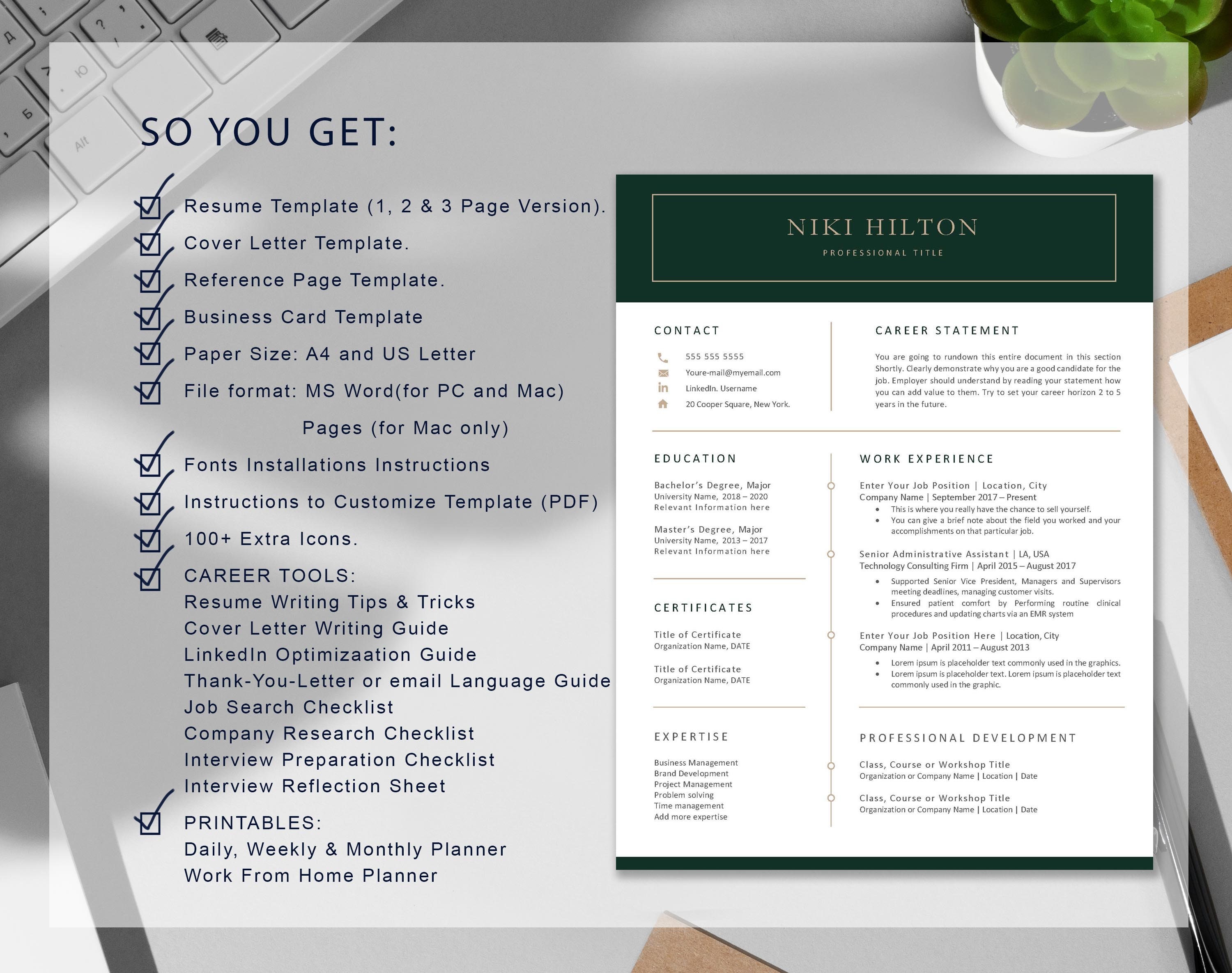 Executive Resume Template, Elegant Professional Resume, CV Template ...