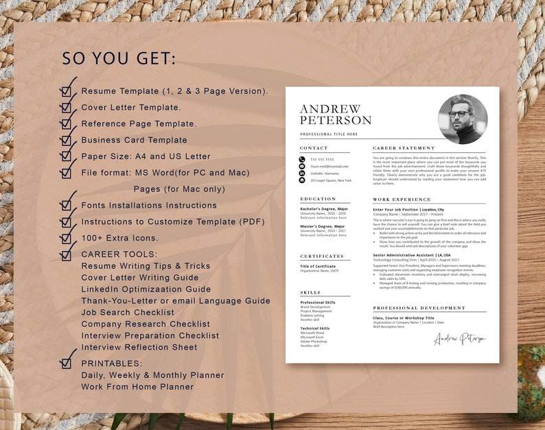 Minimalist Clean Professional Resume Template for Marketing Executive ...