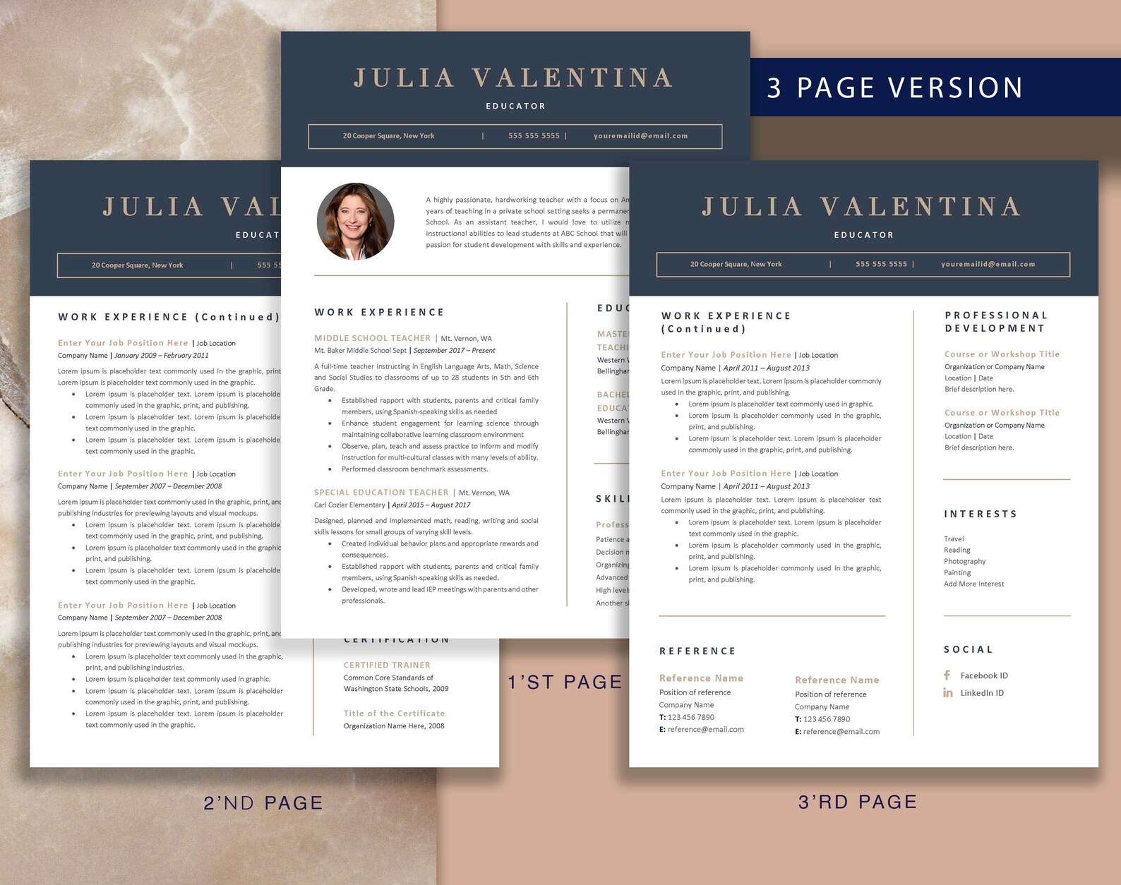 Teacher Resume Template, Elementary, Education Resume Word, Pages, CV ...