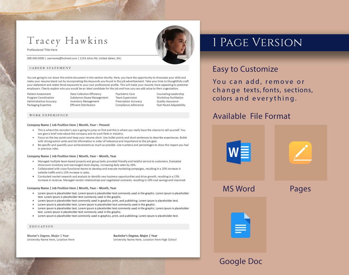 ATS Friendly Resume Template Word, Pages, Google Docs, CV Templates ...