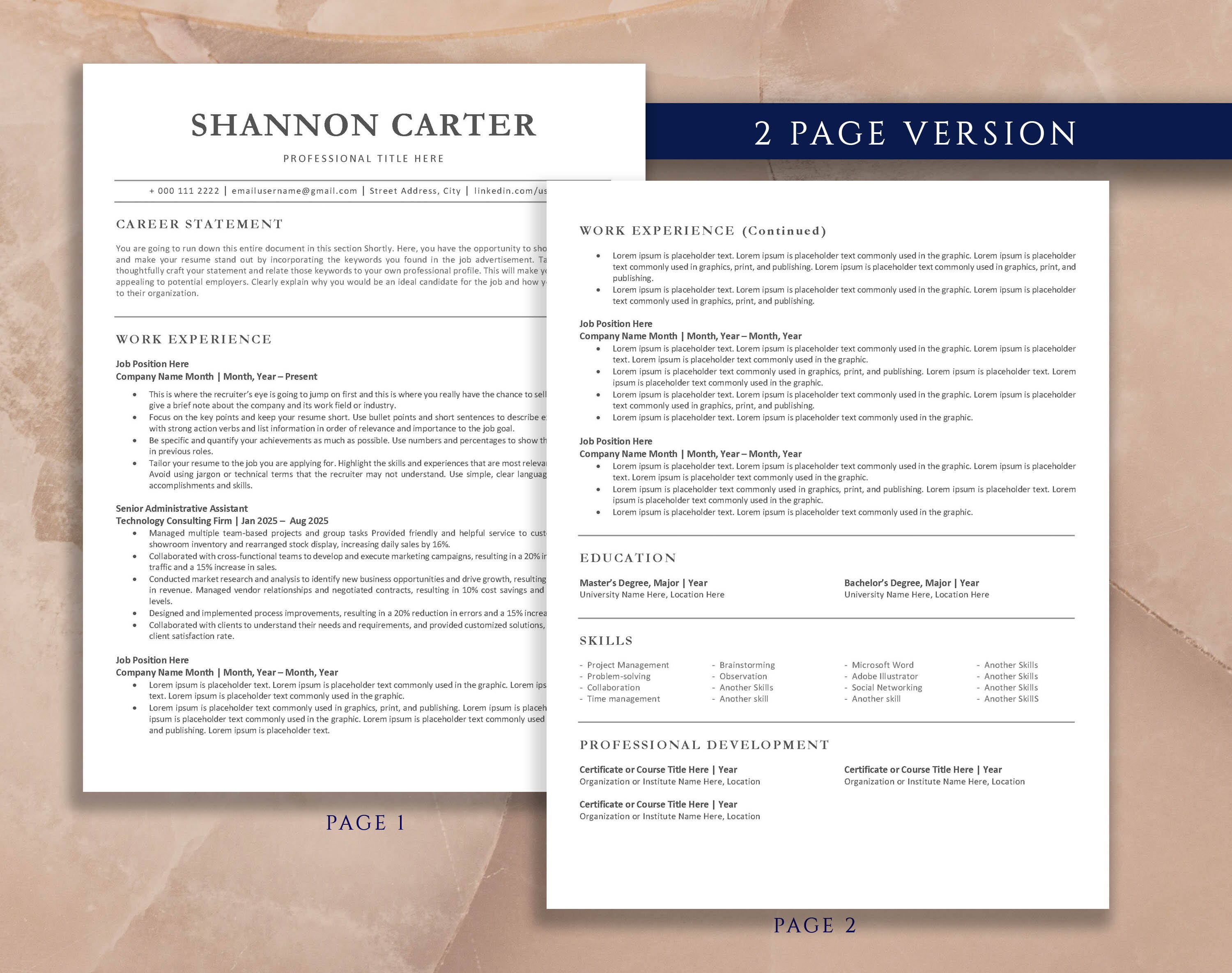 Professional ATS Resume Template, CV Template, ATS Friendly Curriculum ...