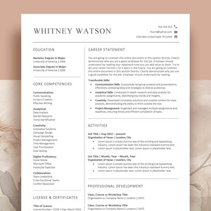 Student Resume, One Page Resume Template, Professional Resume CV, No ...