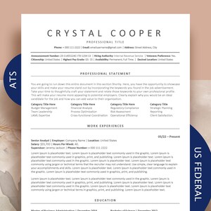 Resume Template ATS, Federal Resume USA Jobs, ATS Friendly Resume ...