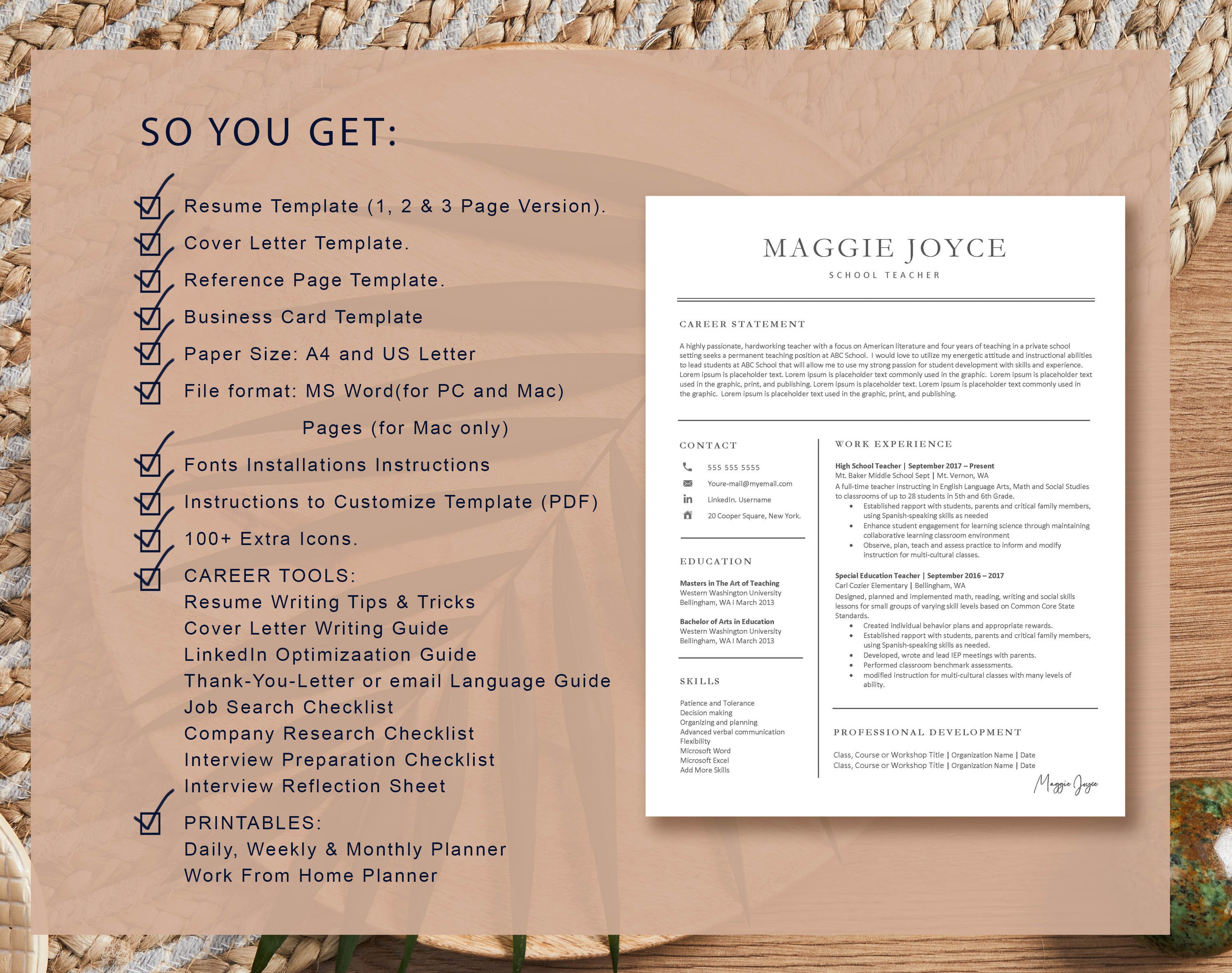 Teacher Resume Template, Primary Teacher CV, Education Resume ...