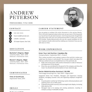 Minimalist Clean Professional Resume Template for Marketing Executive ...