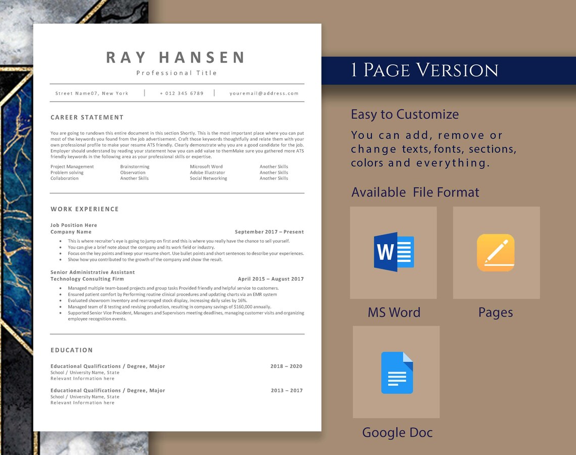 Plantilla de currículum vitae compatible con ATS, Curriculum Vitae amigable con el sistema de ...