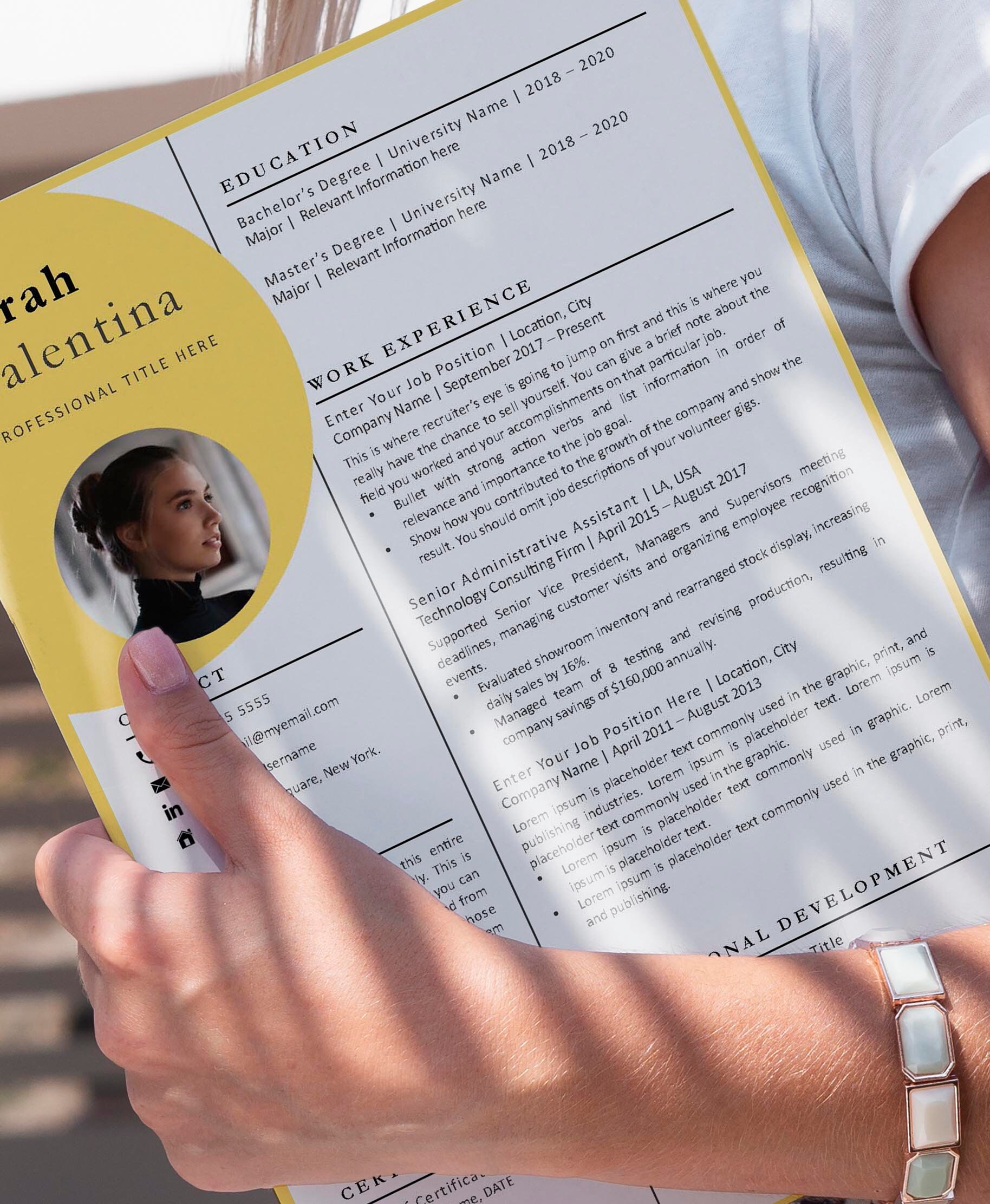 Creative Resume Template With Photo Word Pages CV Template - Etsy