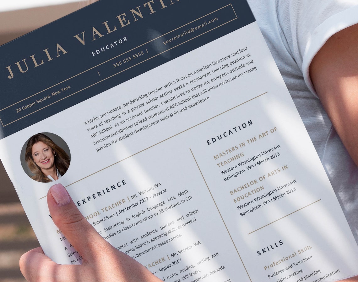 Teacher Resume Template, Elementary, Education Resume Word, Pages, CV ...