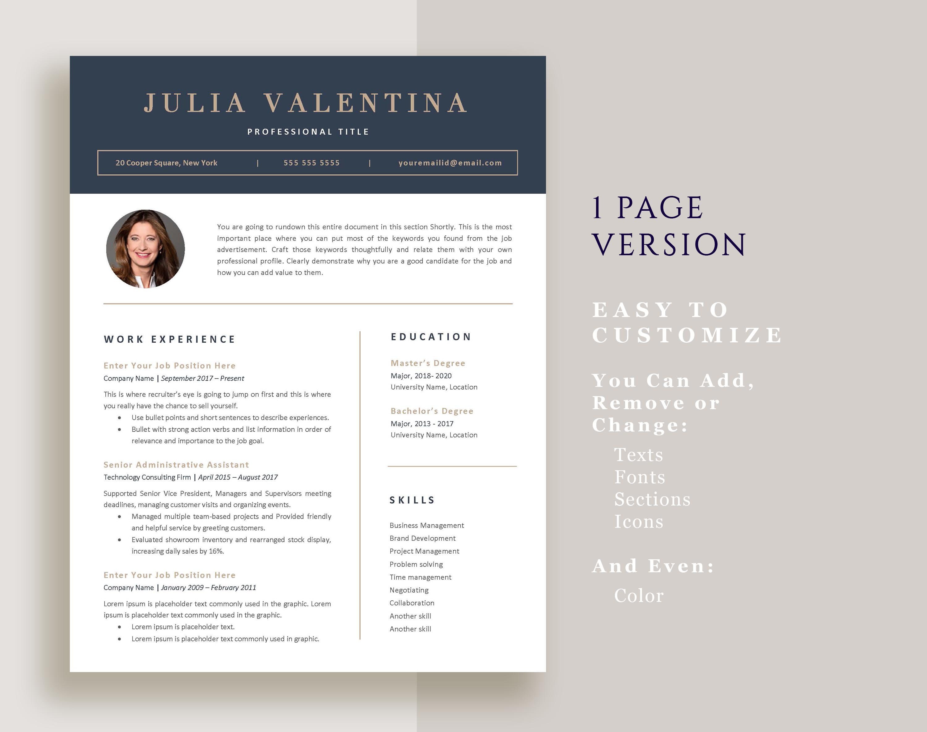 CV Template Word Pages Professional Resume Templates Modern - Etsy ...