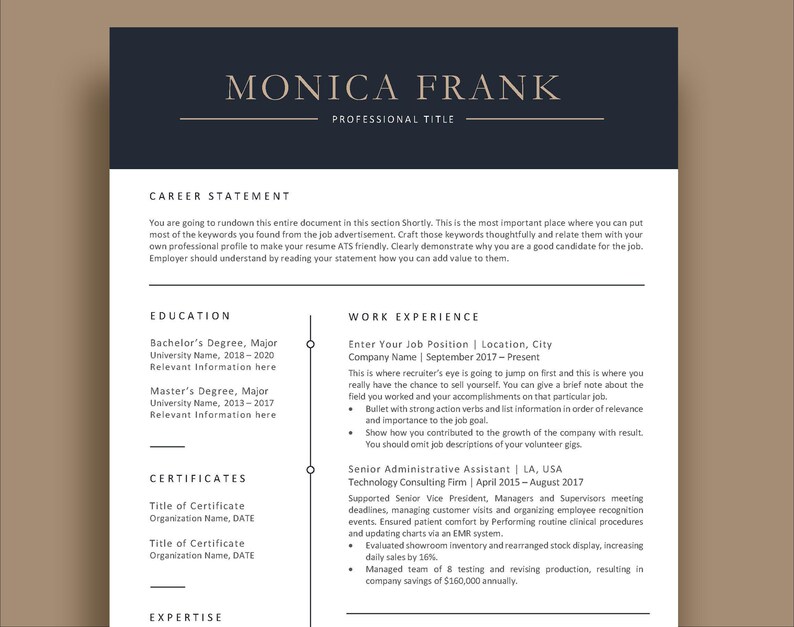 Professional Resume Template Word Pages, CV Template, Easy Resume ...