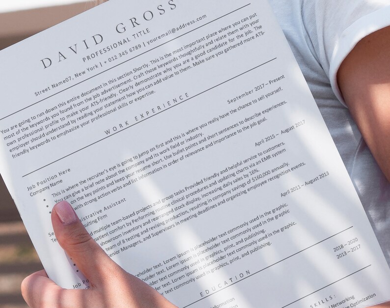 ATS Resume Template, CV Template, Applicant Tracking System Compatible ...