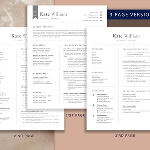 Teacher Resume Template, Primary CV Template, Middle School, High ...