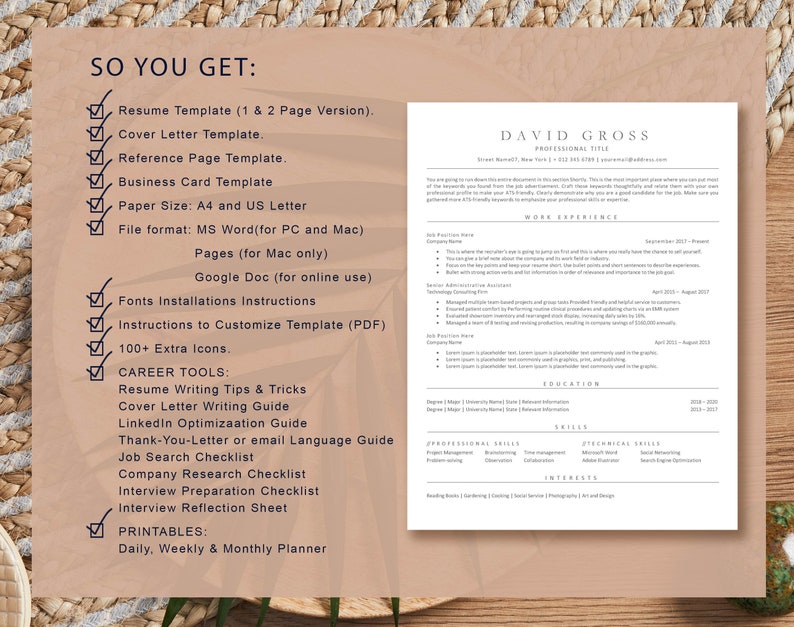 ATS Resume Template, CV Template, Applicant Tracking System Compatible ...