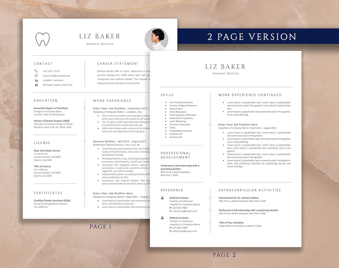 Dental Resume, Dentist Resume Word Pages, General Dentist, Pediatric ...