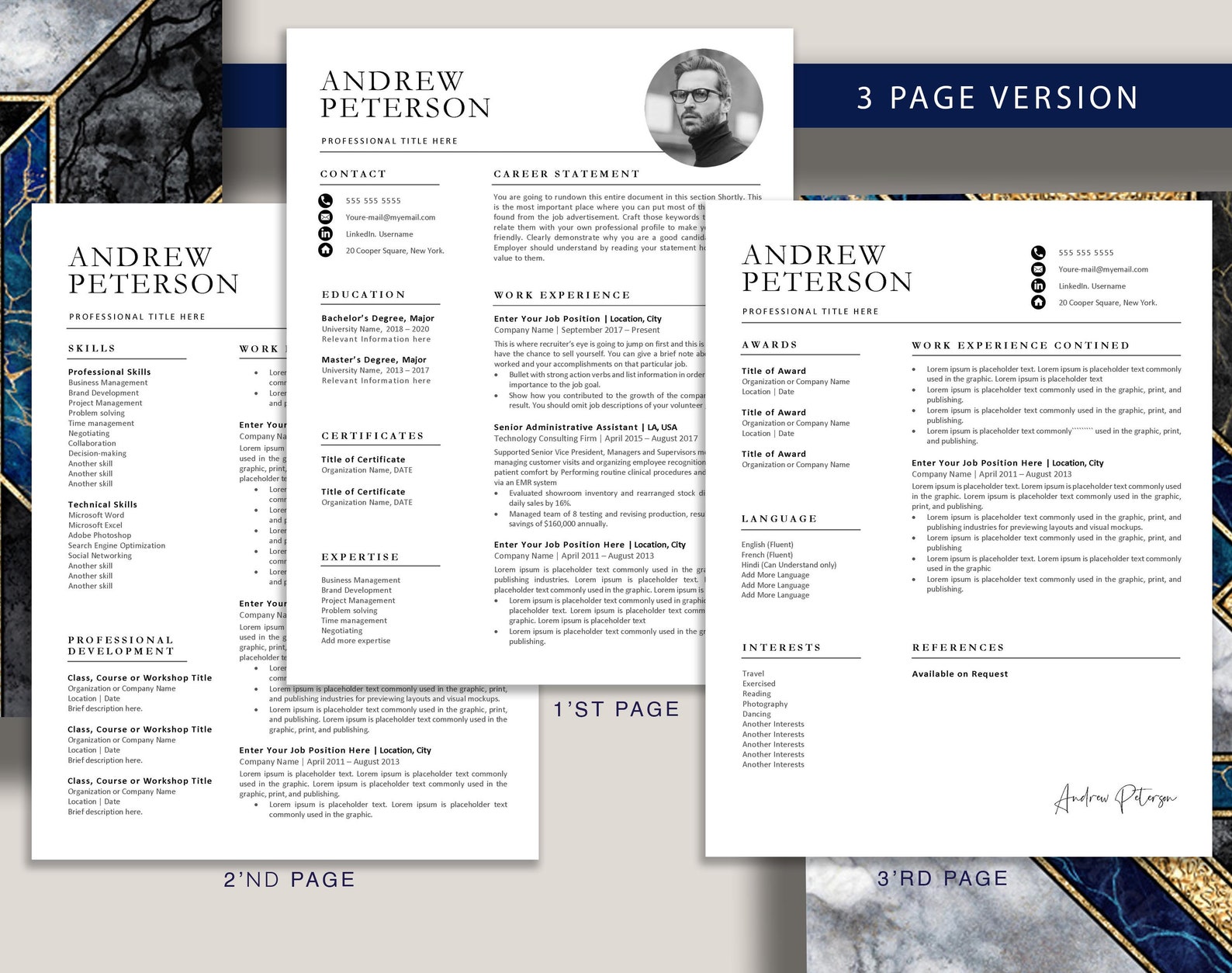 Minimalist Clean Professional Resume Template for Marketing Executive ...