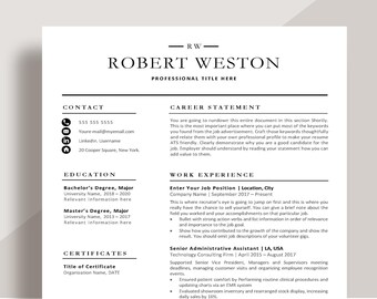 Executive Resume Template Word Pages CV Template Curriculum - Etsy