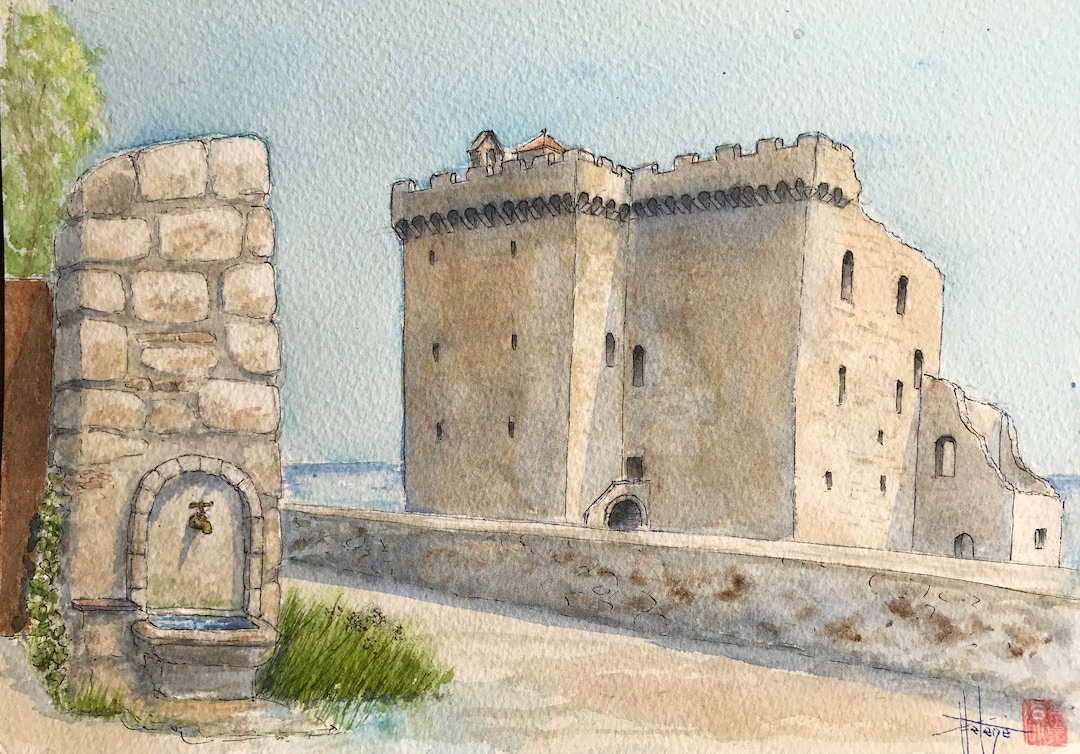 Watercolor Painting of Fort Saint-honorat in Cannes, Provence, France ...