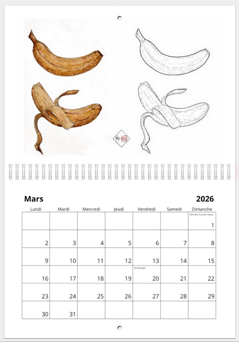 Calendrier Mural 2026 Avec Modèles D’art à Colorier. Organisateur Et ...