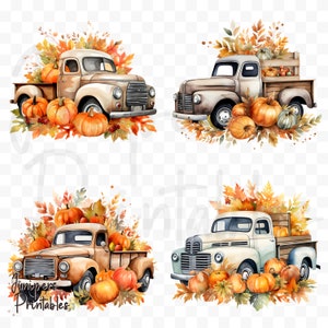 25 Fall Pumpkin Pickup Truck Clipart, High Quality Pngs, Digital ...