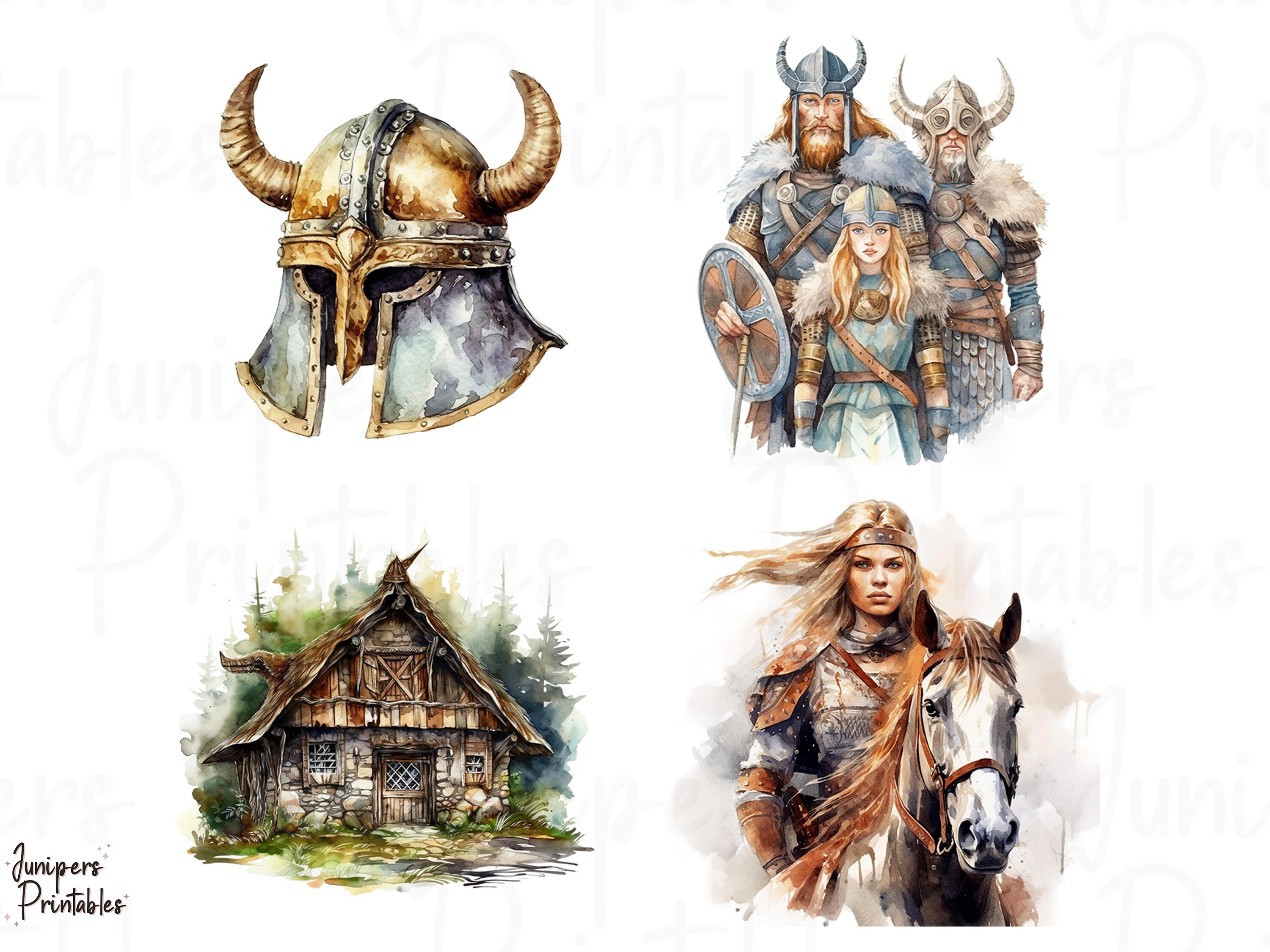 Norse Vikings Clipart Bundle, 28 High Quality Transparent PNG for ...