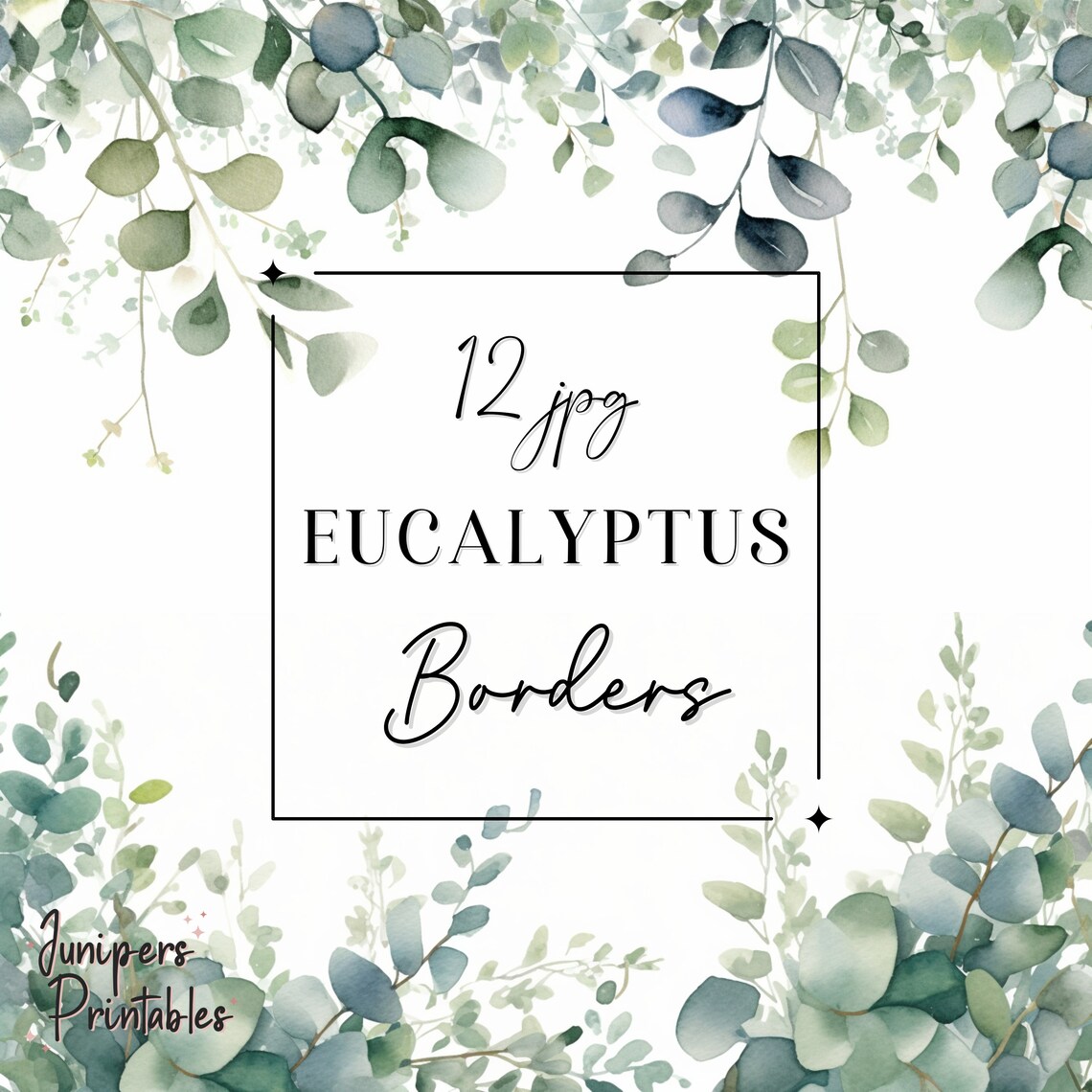 Eucalyptus Borders Clipart - 12 High Quality Jpgs - Wedding Invitation ...